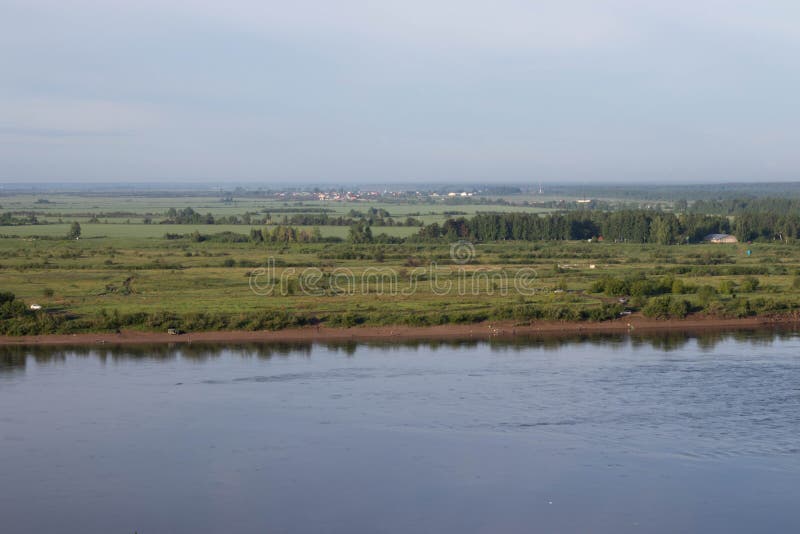 River and fields stock photo. Image of lush, landscape - 154848056