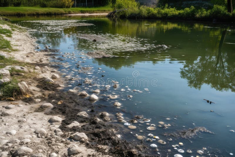 A River, Filled with Microplastics, Flowing into a Lake Stock Photo ...