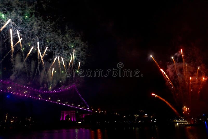 River Fireworks Celebration Stock Photo - Image of river, streamers ...