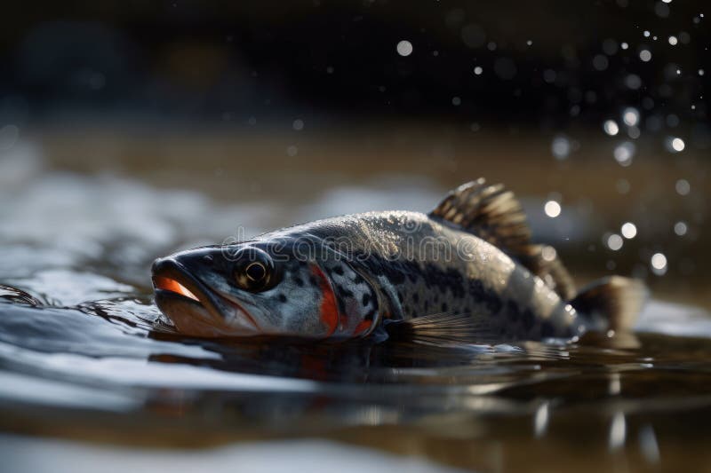 River Fish Trout in a Mountain River in Clear Water Generative Ai Stock ...