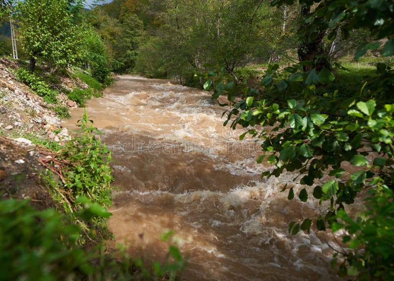 River flash flood stock image. Image of dirty, outdoor - 259170939