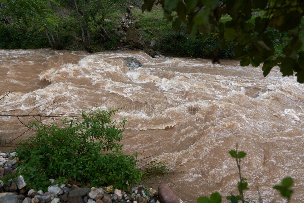 River flash flood stock photo. Image of heavy, storm - 259170882