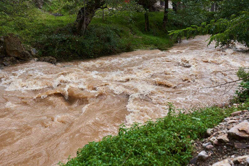 River flash flood stock image. Image of dirty, flowing - 259170947