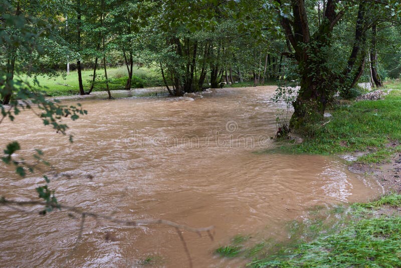 River flash flood stock image. Image of flood, climate - 259170949