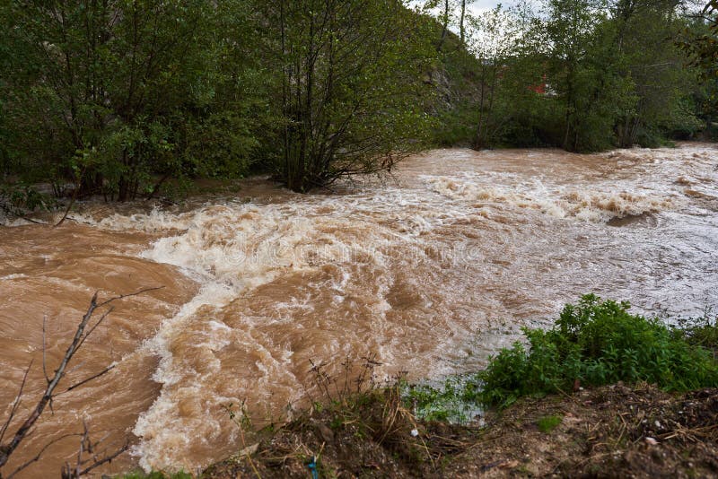 River flash flood stock photo. Image of dangerous, outdoor - 259170918