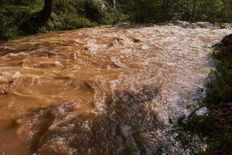 River flash flood stock image. Image of flowing, flood - 259170943