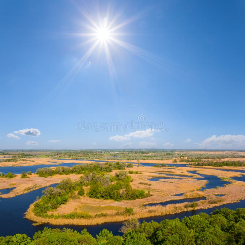 Flooded Prairie Under a Sparkle Sun Stock Image - Image of scene ...