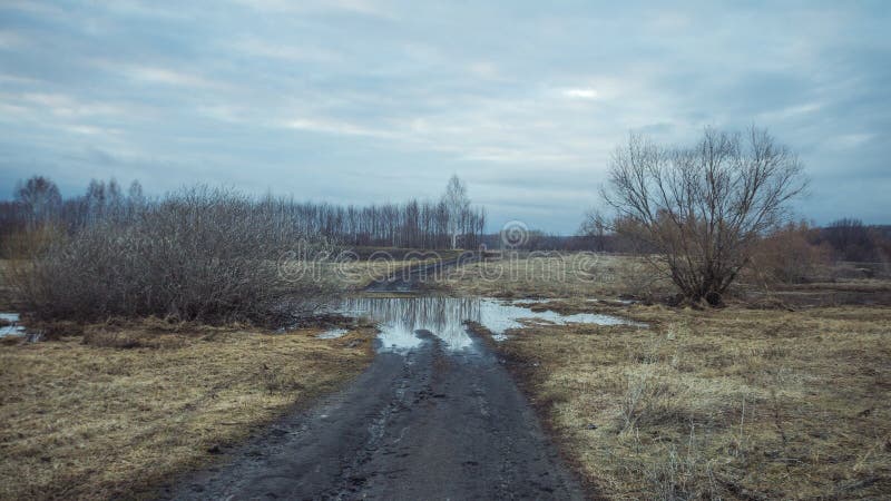 River Flooding in Spring in April Stock Photo - Image of sunset, river ...