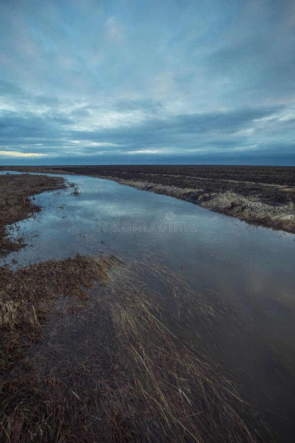River Flooding in Spring in April Stock Photo - Image of landscape ...