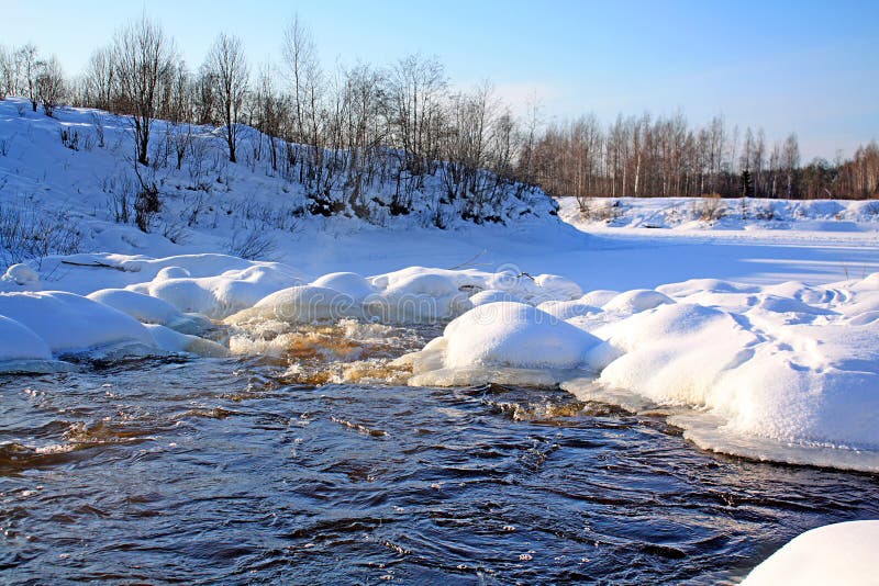 River flow stock image. Image of cool, landscape, hoarfrost - 12600895