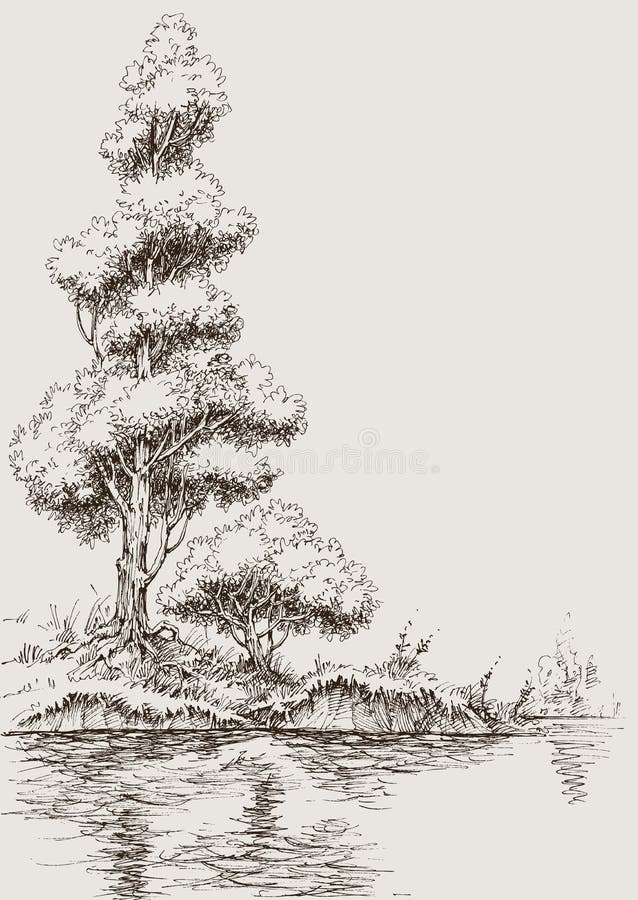 River Flow and Nature Landscape Stock Vector - Illustration of flow ...