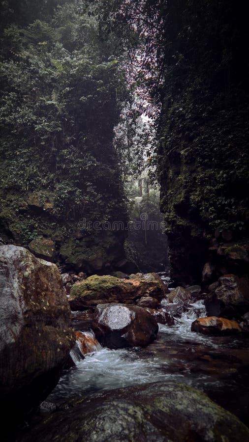 River Flow from a Waterfall on Mount Bunder, Indonesia Stock Photo ...