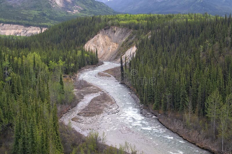 River Flowing through the Alaskan Frontier Stock Photo - Image of ...