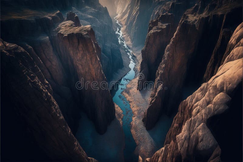A River Flowing through a Canyon Surrounded by Mountains and Rocks in ...