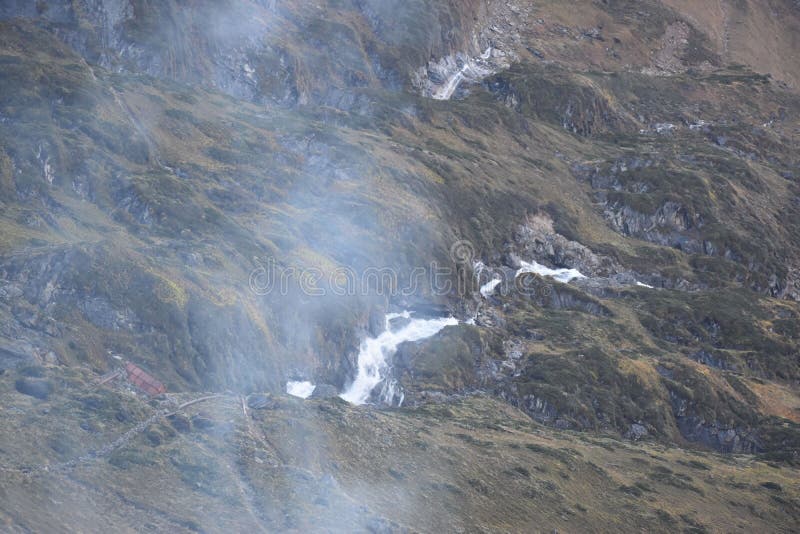 River Flowing Down the Mountains in a Foggy Weather Stock Image - Image ...