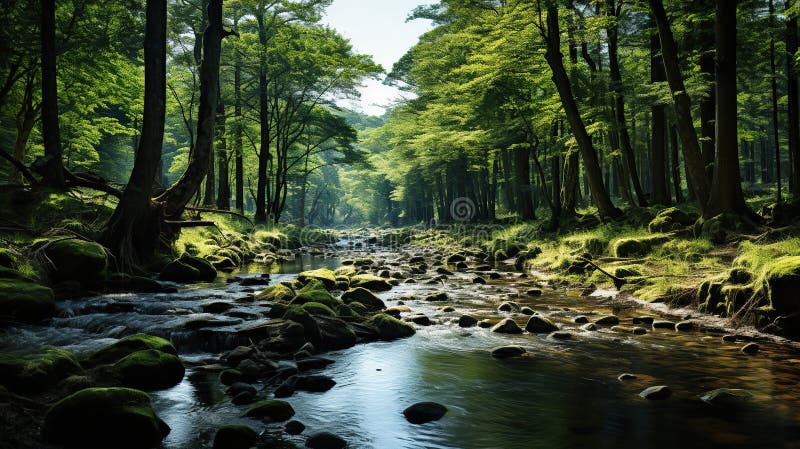 A River Flowing through a Forest. Created with Generative AI Stock ...