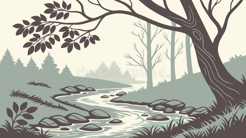 River Flowing through a Forest, Peaceful Nature Scene, Tranquil ...