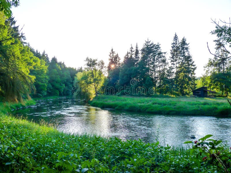 River Flowing between Forests. Stock Image - Image of high, beautiful ...