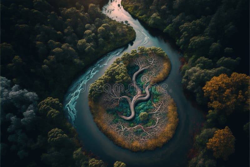 A River Flowing through a Lush Green Forest Next To a Lush Green Forest ...