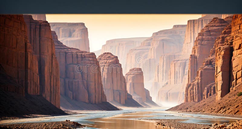 A River Flowing through a Narrow Canyon with Steep Cliffs on Either ...