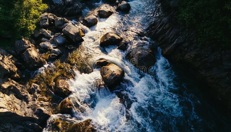 A River Flowing Over Rocks in the Middle of a Forest Stock Image ...