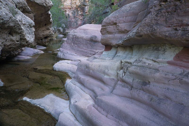 River Flowing through the Red Stone Canyon Stock Image - Image of river ...