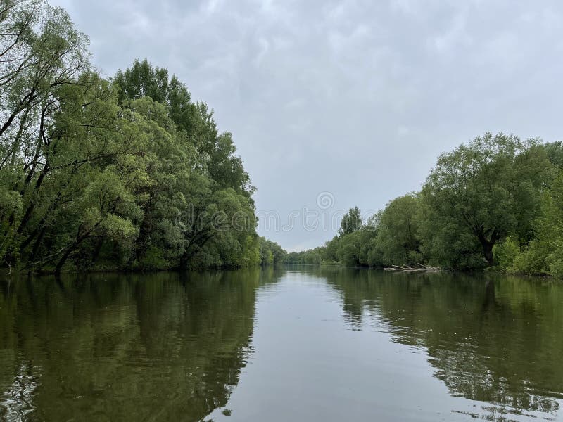 A River Flowing Slowly among the Trees that are Reflected in Its Waters ...