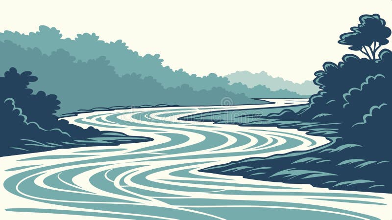 River Flowing through Trees, Nature and Landscape Vector Design ...