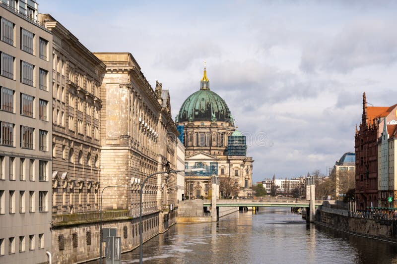 The River Flows Along the Ancient Houses of the European City of Berlin ...