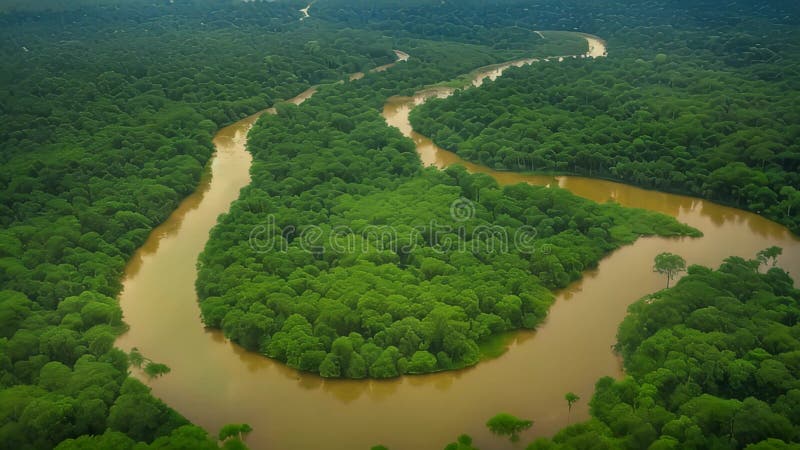 A River Flows Calmly Amidst the Dense Greenery of a Vibrant Forest ...