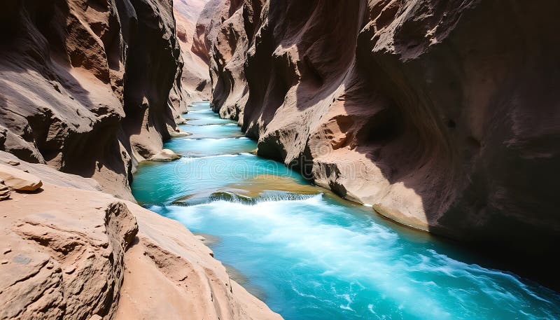 Canyon River Flowing Water and Scenic Landscape Scenery View Generative ...