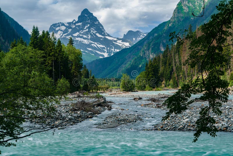 The River Flows in a Deep Gorge, the Mountains of Caucasus Stock Image ...
