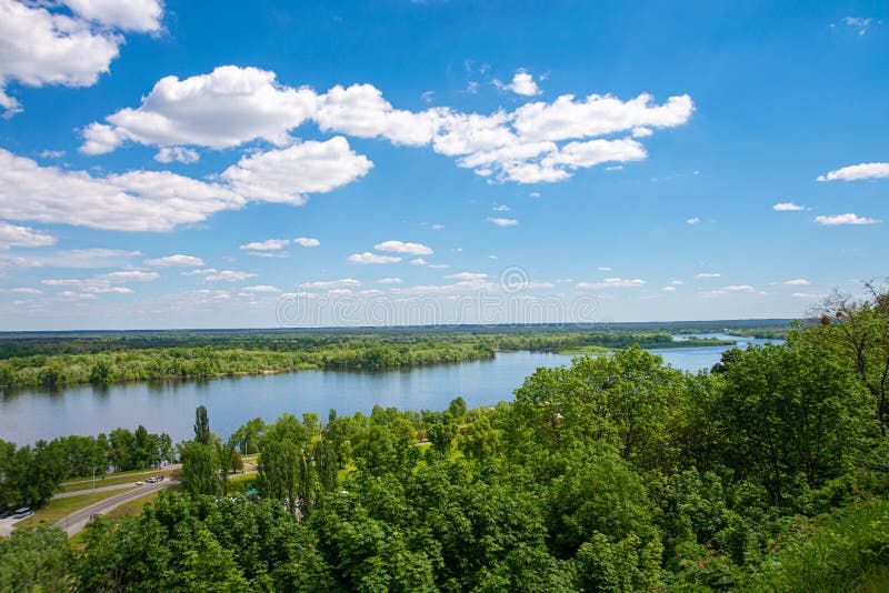 The River Flows between Green Trees. View from Above Stock Image ...