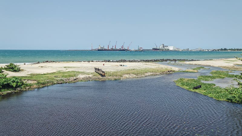 A River Flows into the Ocean Stock Image - Image of seaside, travel ...
