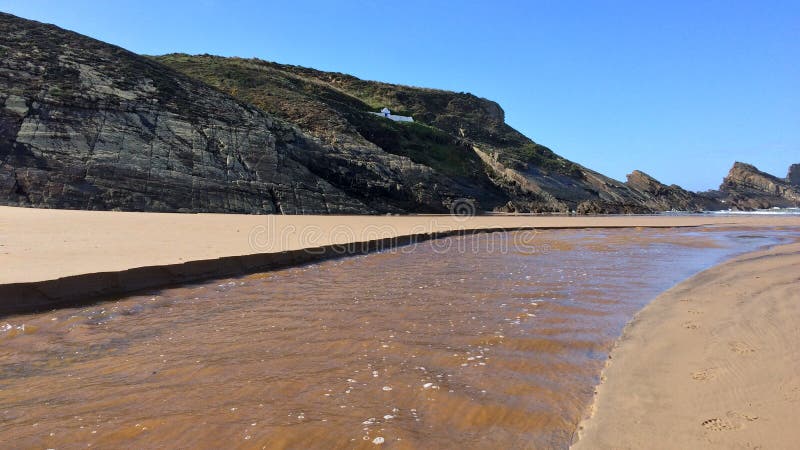 River Flows into the Ocean, Stream Flows To the Sea Stock Image - Image ...