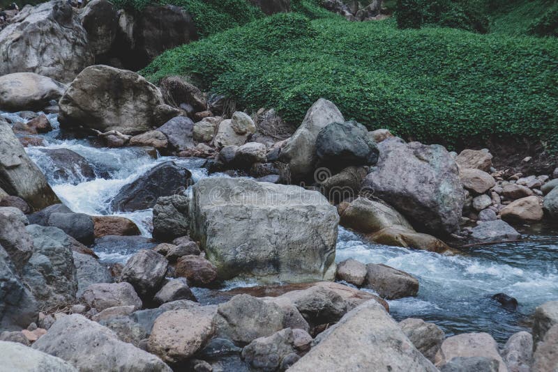 River Flows Over Rocks in this Beautiful Scene Stock Photo - Image of ...