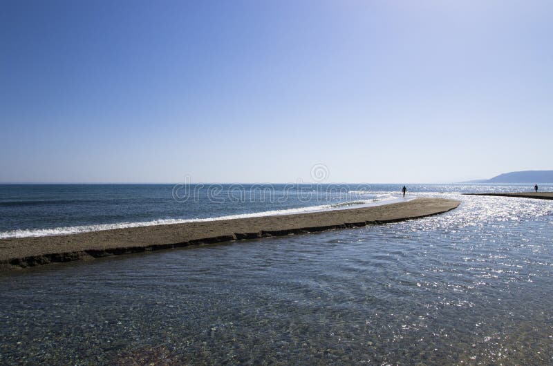 The River Flows into the Sea on the Beach Stock Photo - Image of flow ...