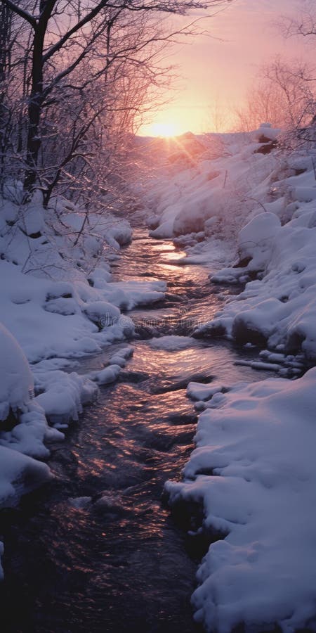 Winter Sunrise: Intensely Detailed Stream in New American Color ...