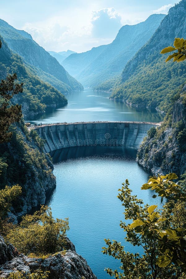 River Flows through a Stunning Natural Landscape with a Dam in the ...