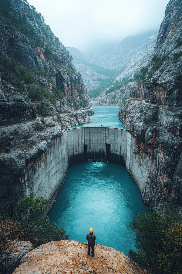 River Flows through a Stunning Natural Landscape with a Dam in the ...