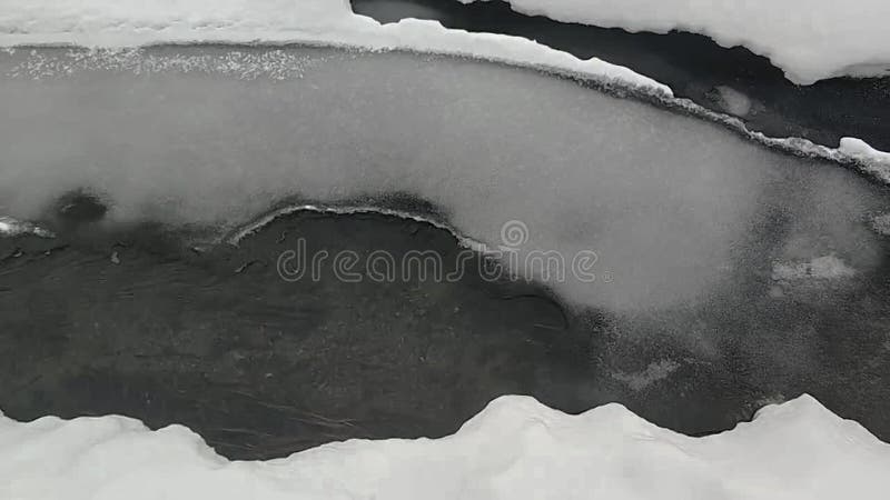 The River Flows Under the Thawed Snow in Winter. Stock Video - Video of ...