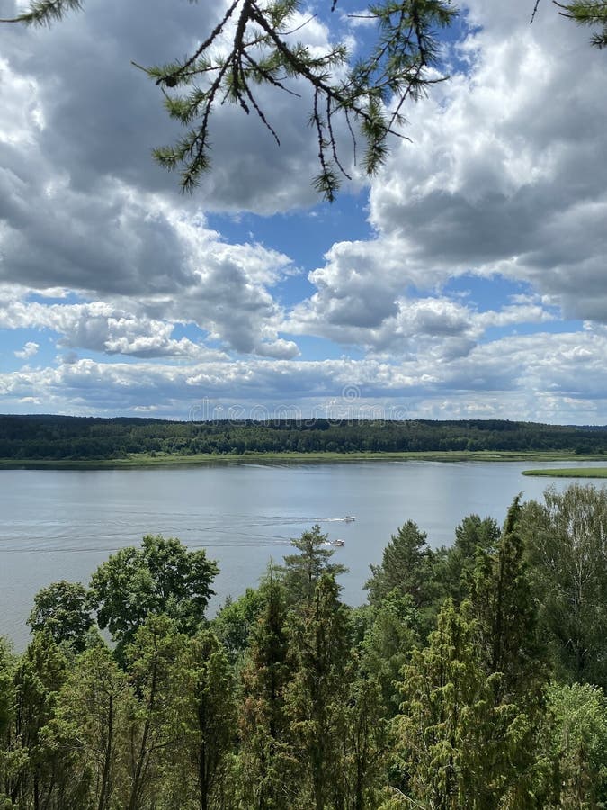 River with Forest on the Horizon Stock Image - Image of mountain ...