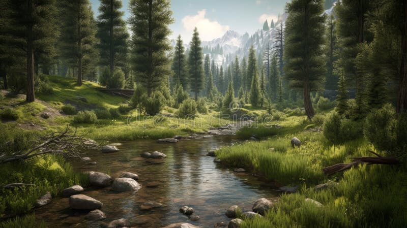 River in the Forest. Stream in the Middle of the Forest Stock ...