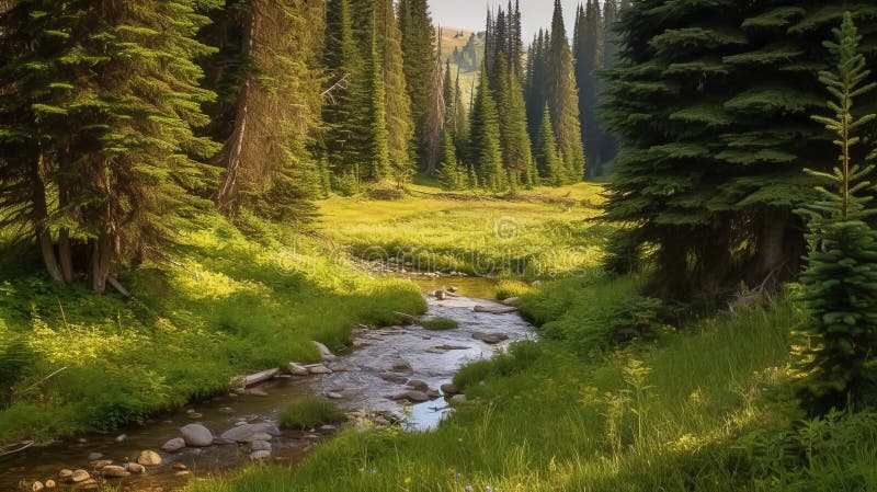 River in the Forest. Stream in the Middle of the Forest Stock ...
