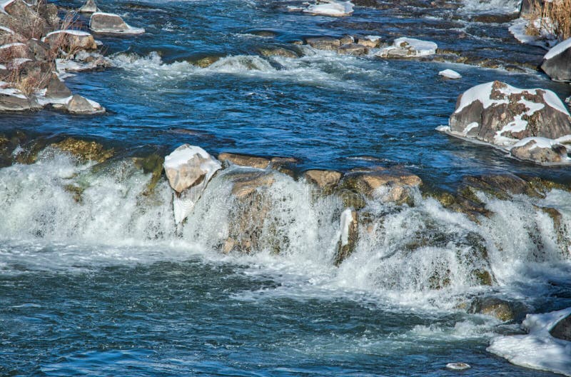 River Forming a Little Waterfall in Spring Stock Image - Image of ...