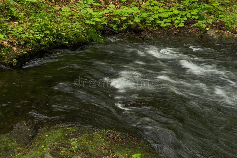 A River of Fresh Water among the Rocks. Fresh Aqua Fast Flow in the ...