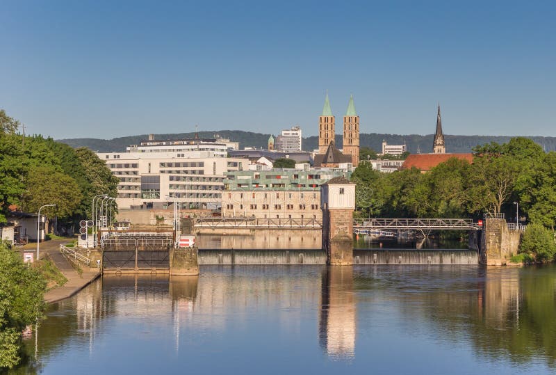 River Fulda and Skyline of Kassel Stock Photo - Image of water, tree ...