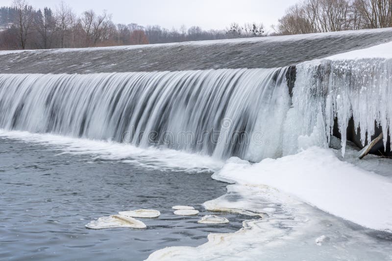 River Fully Covered with Ice and Snow Stock Image - Image of outdoor ...