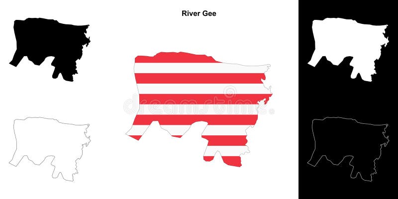 River Gee outline map stock illustration. Illustration of counties ...