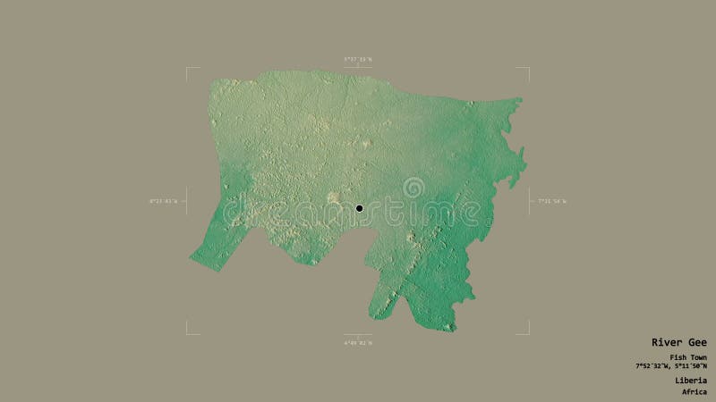 River Gee - Liberia. Bounding Box. Relief Stock Illustration ...